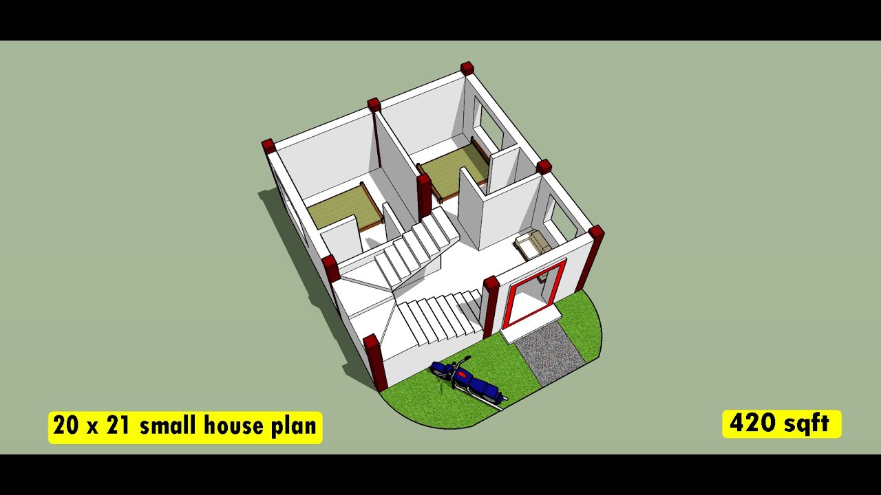 20*21 home design with 2 bedrooms II 20 by 21 ghar ka design II 420 ...