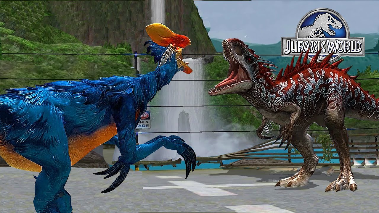 THERIZINOSAURUS VS INDOMINUS REX - BATTLE || JURASSIC WORLD THE GAME ...