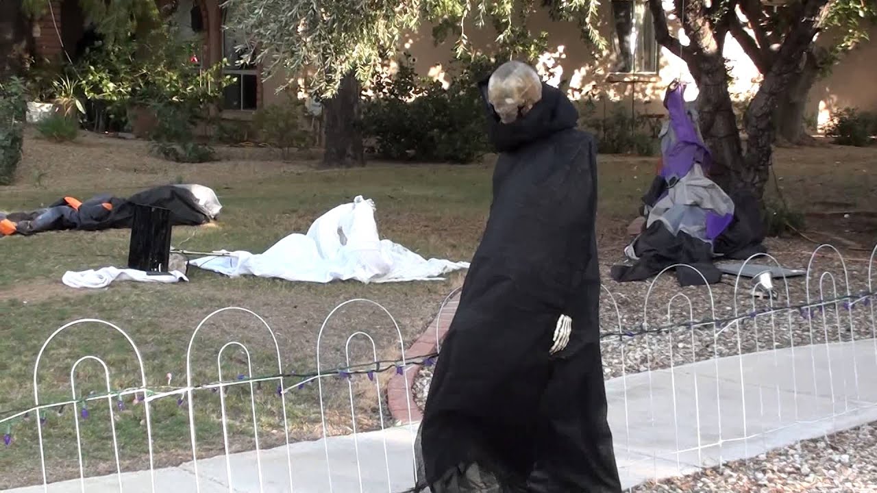 Halloween display after a windy day... - YouTube