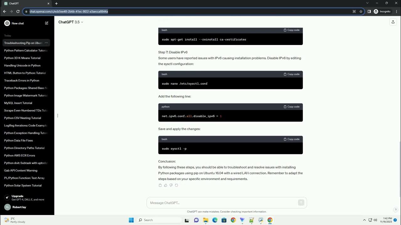 Cannot install python packages using pip on Ubuntu 16 04 using wired LAN connection - YouTube