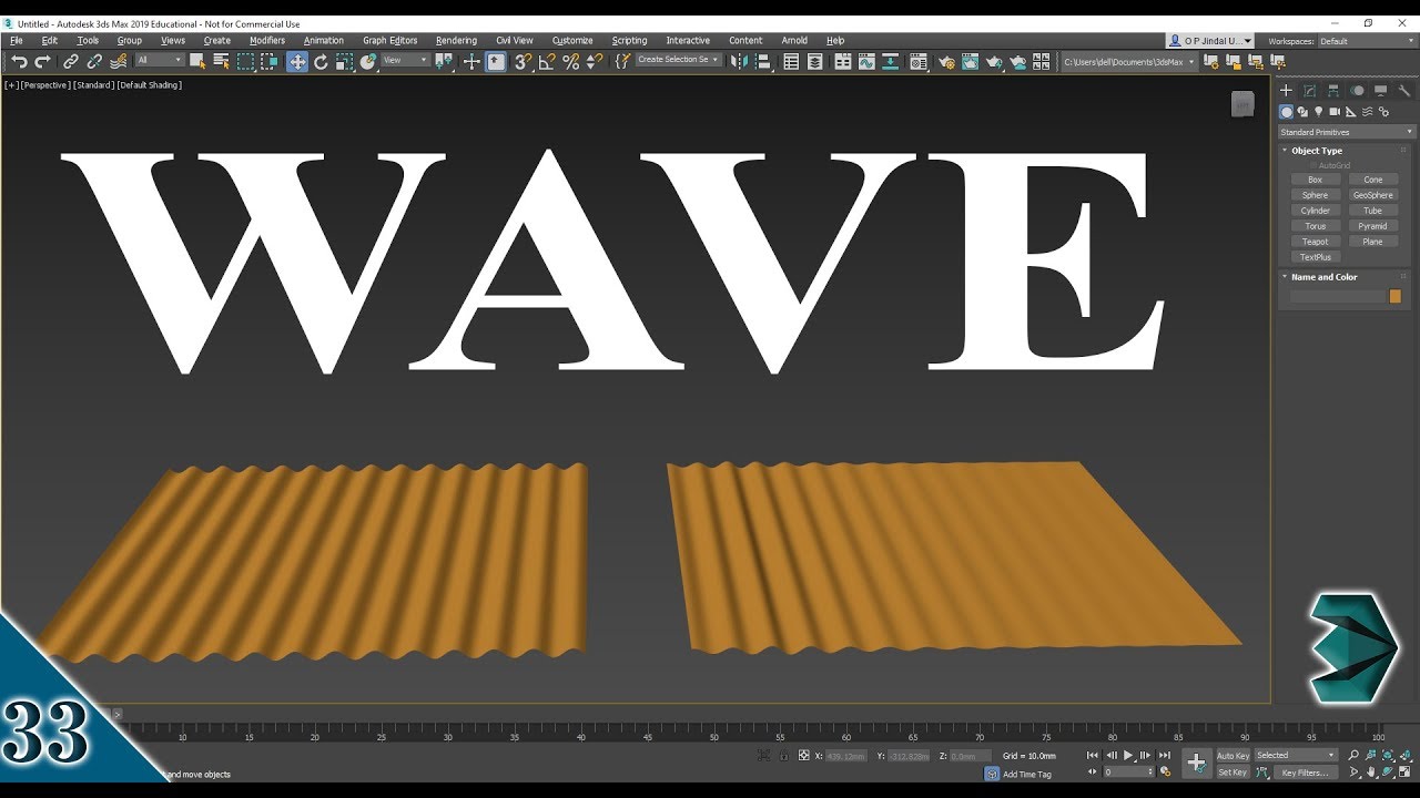 #33 || WAVE MODIFIER || 3DS MAX FULL MODELING TUTORIAL IN HINDI ...