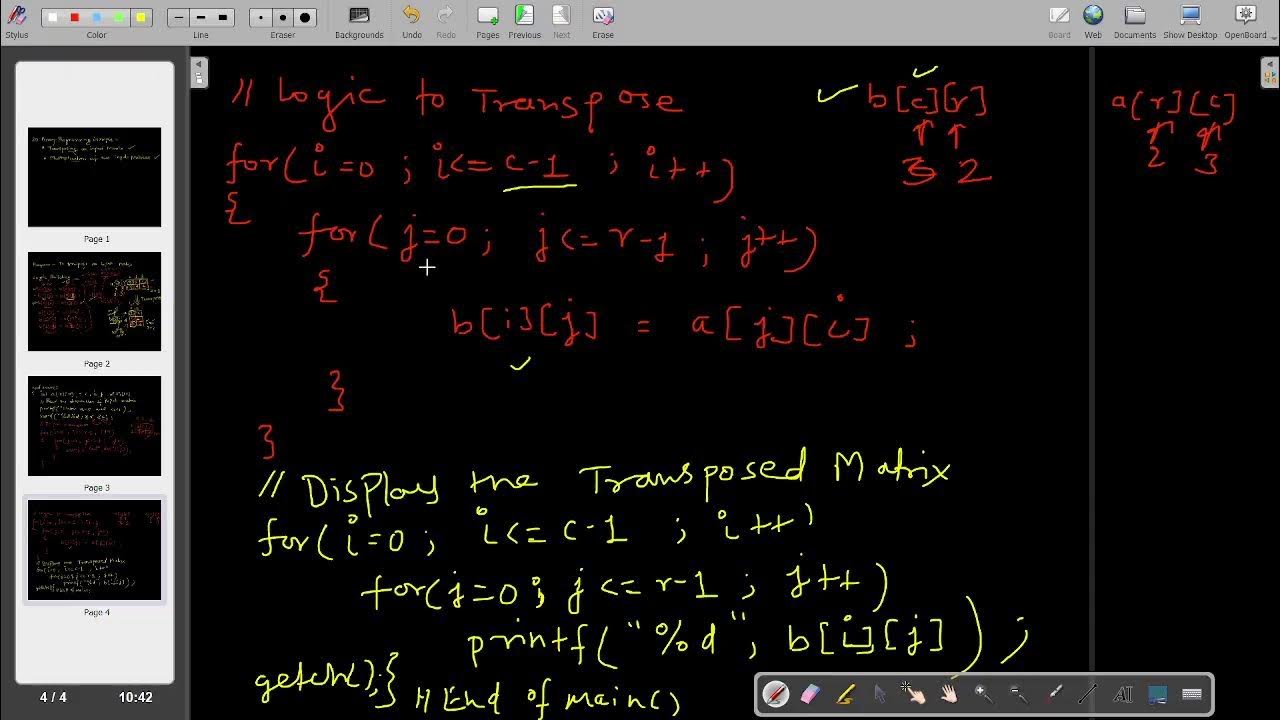 2D Array - Transpose a Matrix and Matrix Multiplication - YouTube