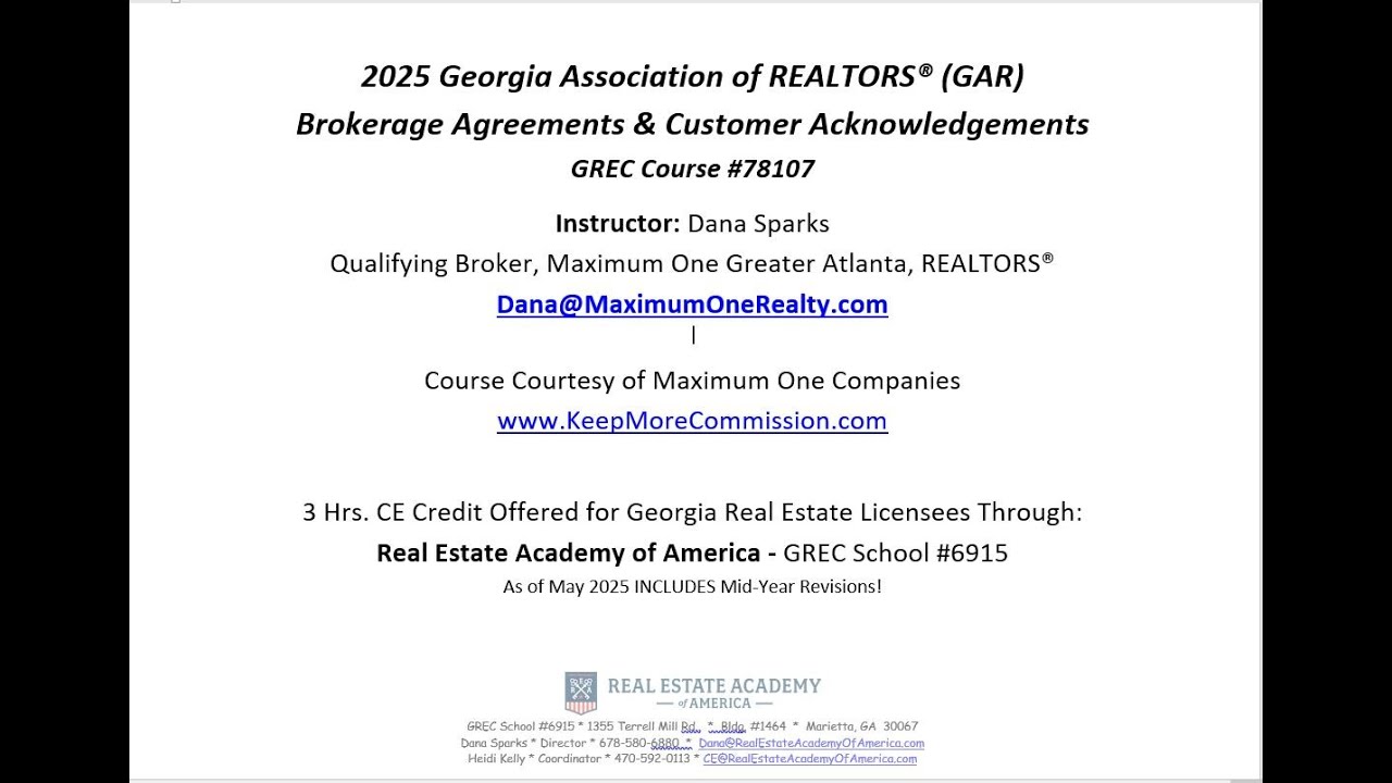 2025 GAR Brokerage & Customer Agreements - CE Class - YouTube