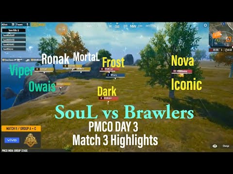 SouL Vs Brawlers | Gods vs IND | PMCO Day-3 | Match 3 highlights - YouTube