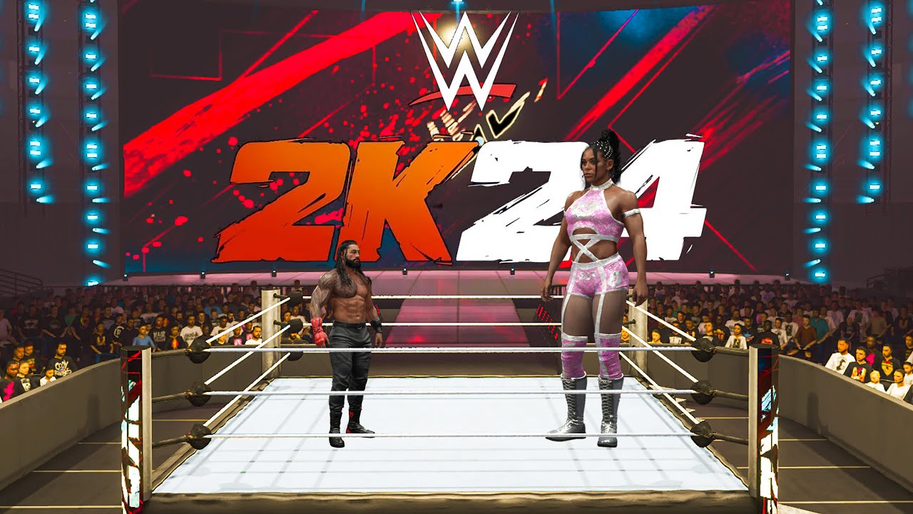 🔥WWE 2K24 Giant bianca belair vs Mini roman reigns Match! 2024 | WWE ...