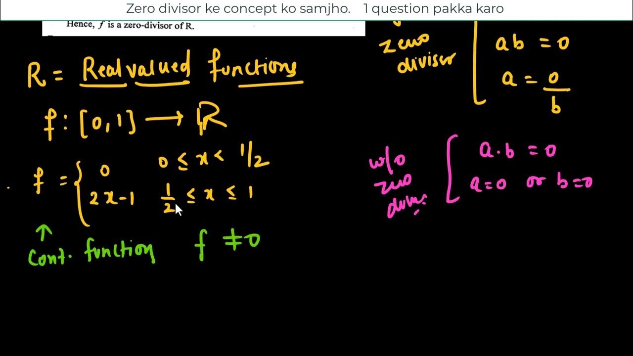 Zero Divisors:: RIng of real valued continuous function on [0,1] has zero divisors. Bsc Math ...
