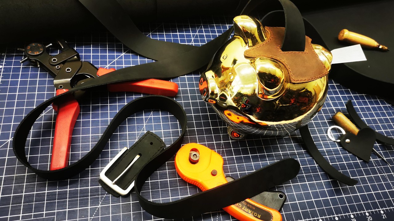 Making DOUBLE Easy DIY Leather Belt with Stainless Steel Buckle Step by ...