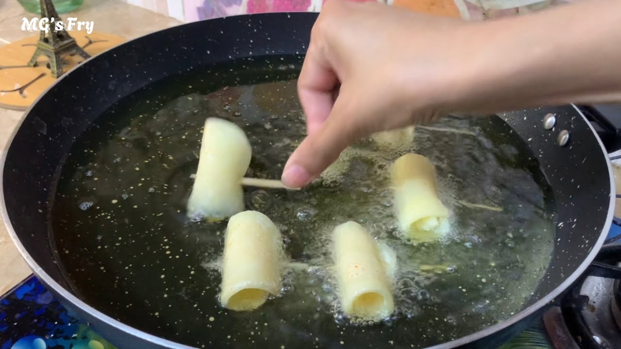 3 ingredients, Double Crispy Fried potatoes :: Potato Roll Chips ...