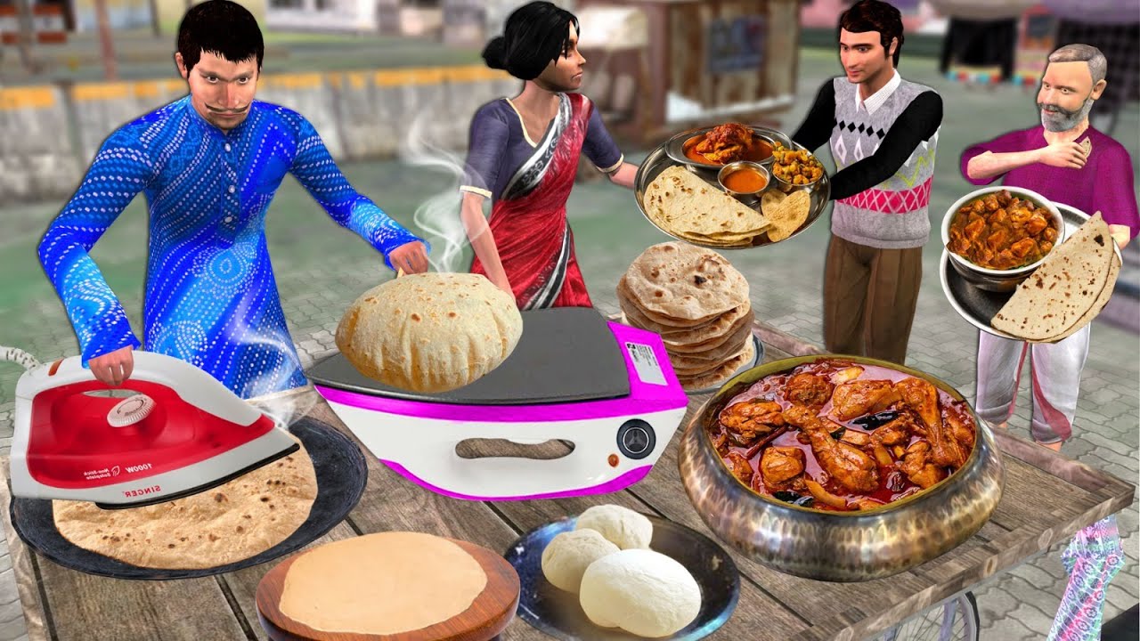 Iron Box Roti Istri Wala Ki Roti Chicken Curry Street Food Hindi Kahani ...
