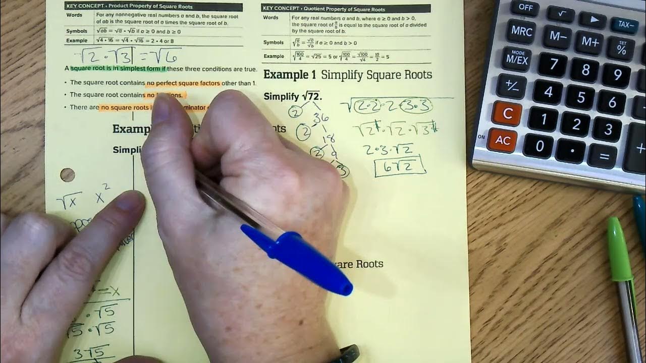 Alg: 7-5 Day 1 Simplifying Radical Expressions - YouTube