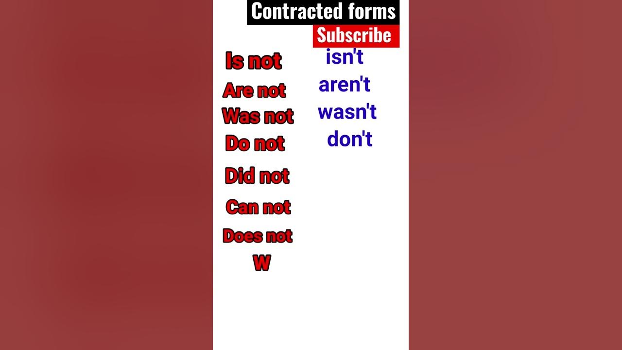 English Grammar shorts short Forms Contraction YouTube english-grammar-shorts-short-forms-contraction-youtube