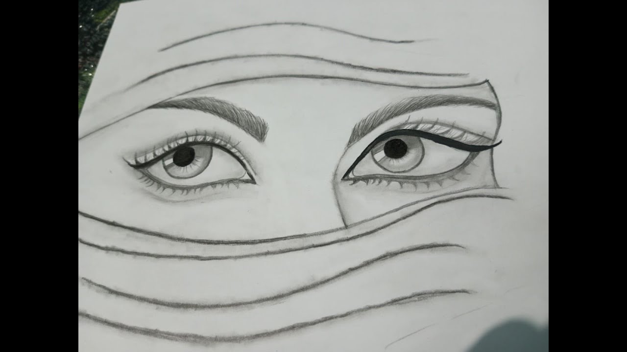 How to draw eyes - step by step || A girl with hijab - Pencil sketch # ...