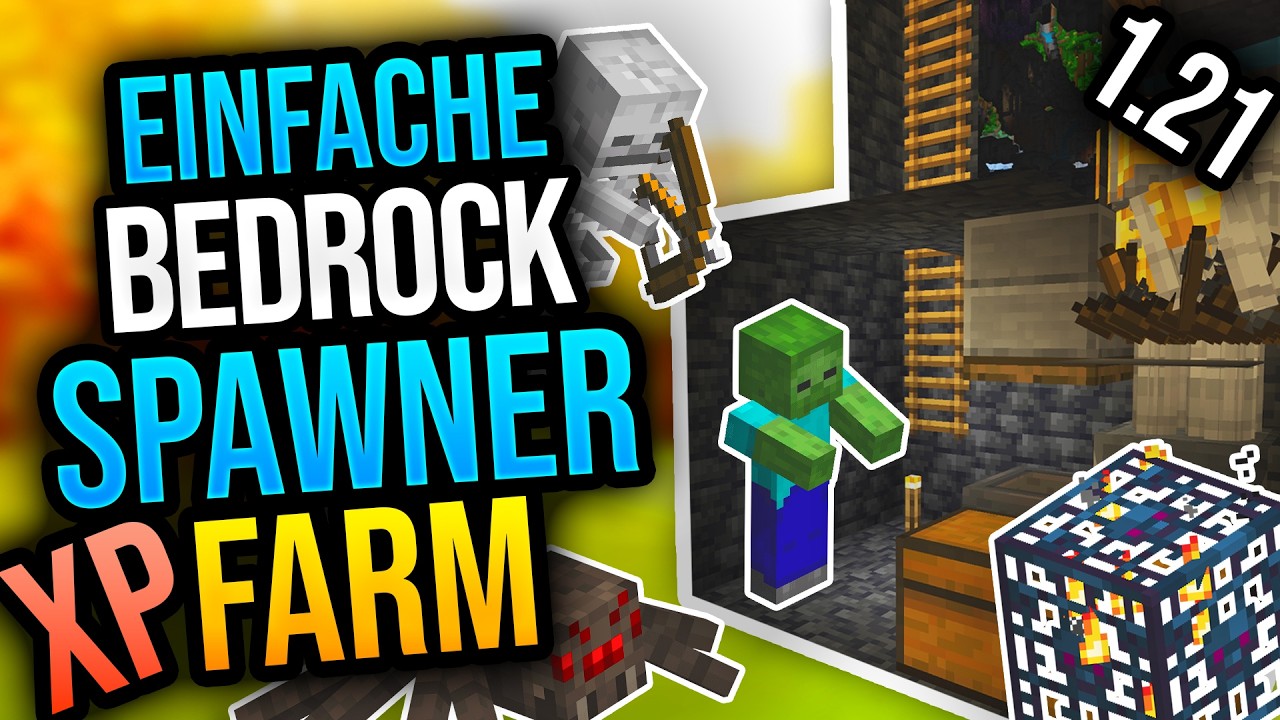 EINFACHE SPAWNER XP FARM MINECRAFT BEDROCK 1.21 - YouTube