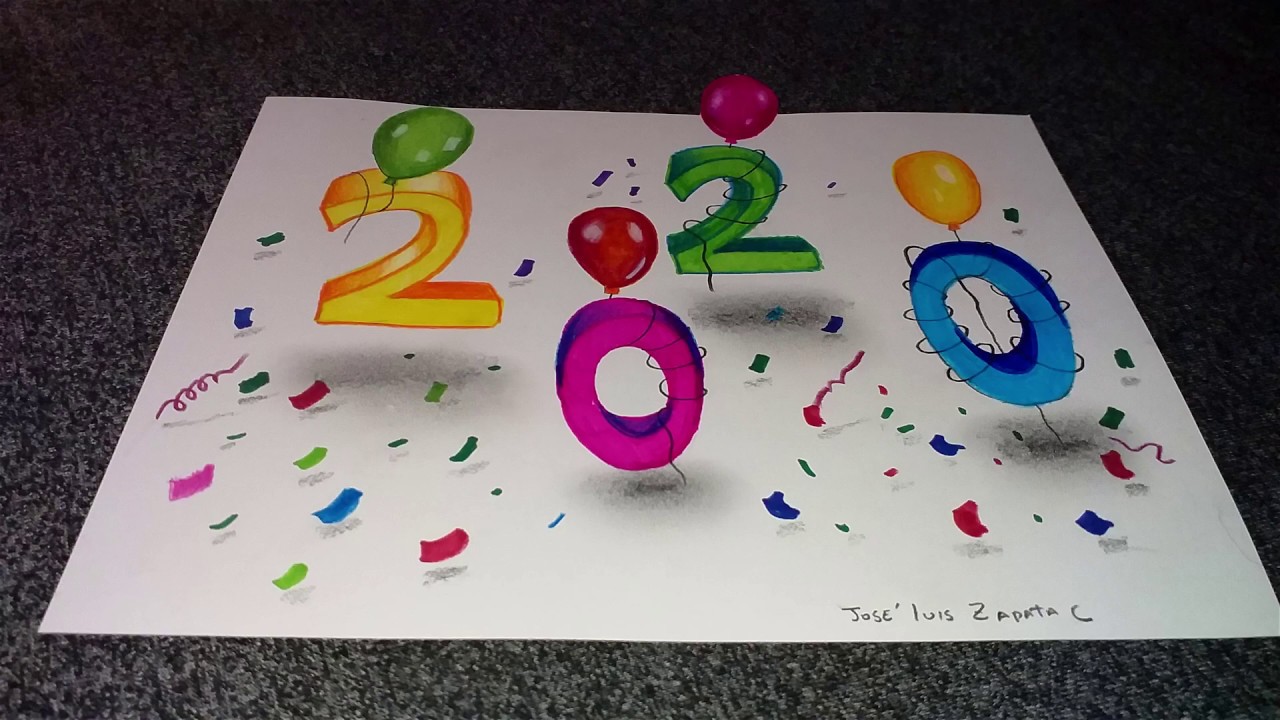 Feliz 2020! ( Dibujo 3D) | Happy 2020 year! (3d drawing) - YouTube
