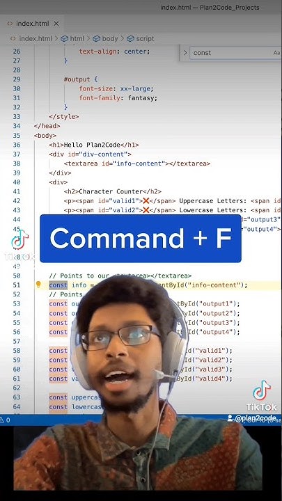 Searching In Vscode Blackintech Webdeveloper Html Vscode Code Javascript Plan2code Youtube 3649