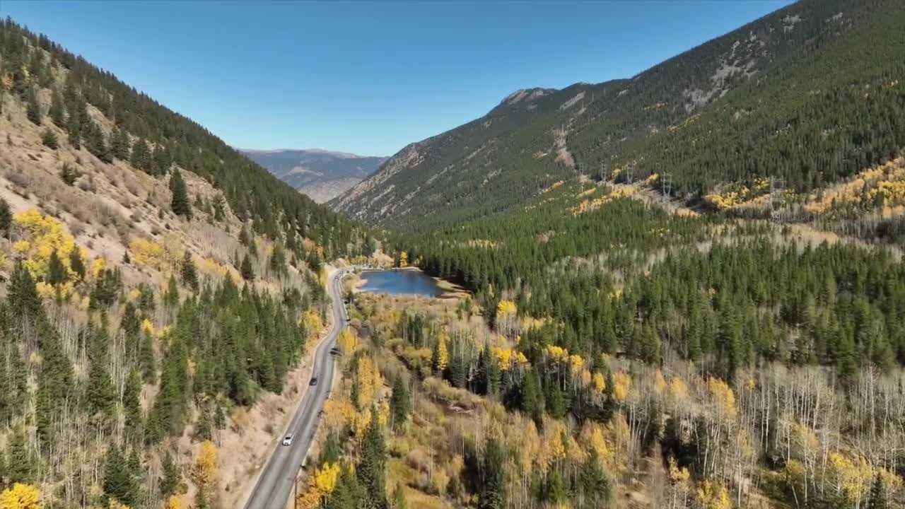 Aerial views: Fall leaves on Colorado's Guanella Pass - YouTube
