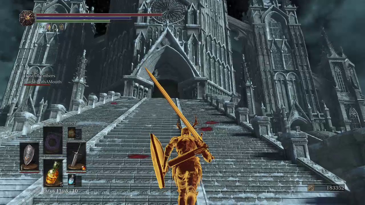 Ds3 sunbro falls to death at anor londo - YouTube