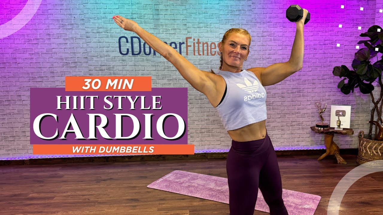 30 Min - HIIT Style CARDIO - With Dumbbells - At home Workout Video ...