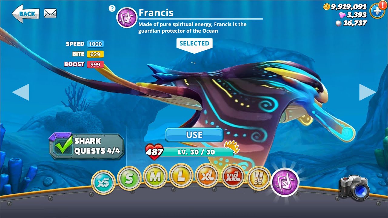 FRANCIS MANTA RAY UNLOCKED and FRANCIS GAMEPLAY | Hungry Shark World ...