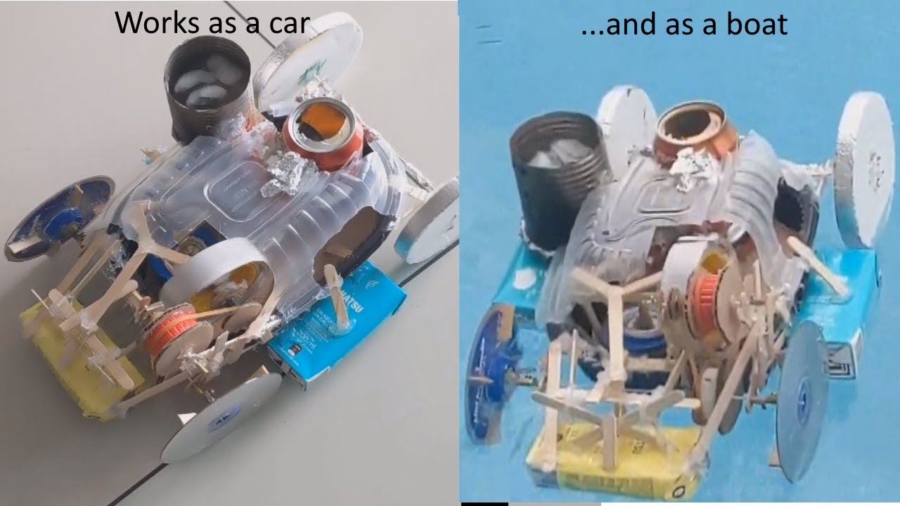 Homemade Stirling engine powered amphibious car - YouTube