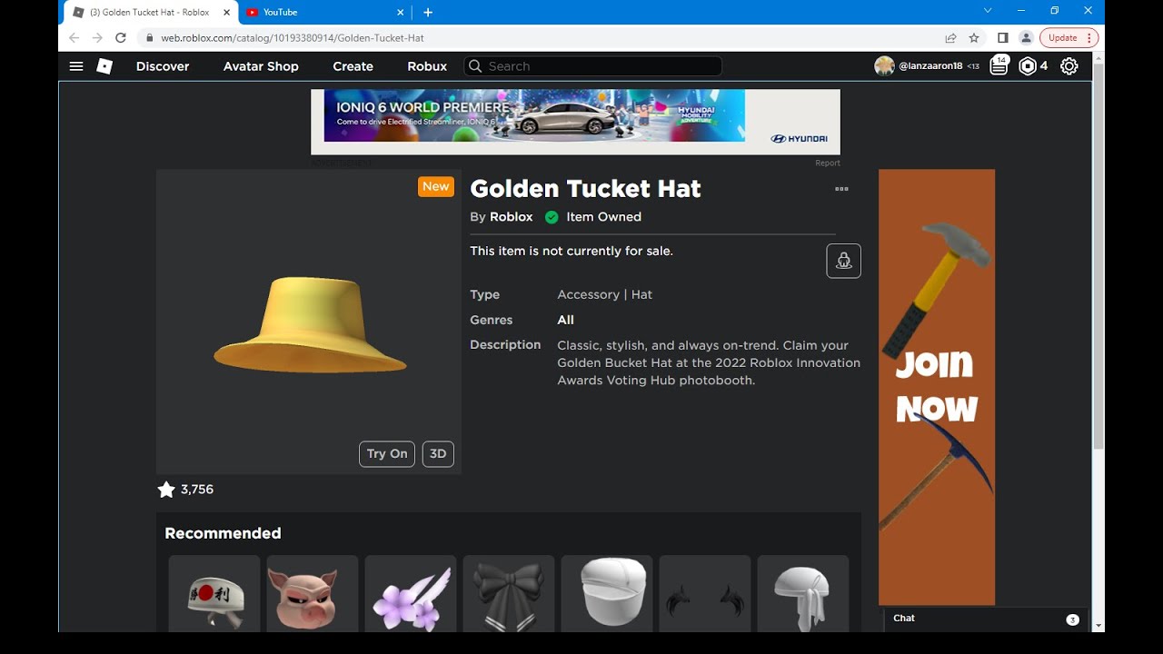 How To Get "Golden Tucket Hat" in Roblox (Easy) - YouTube