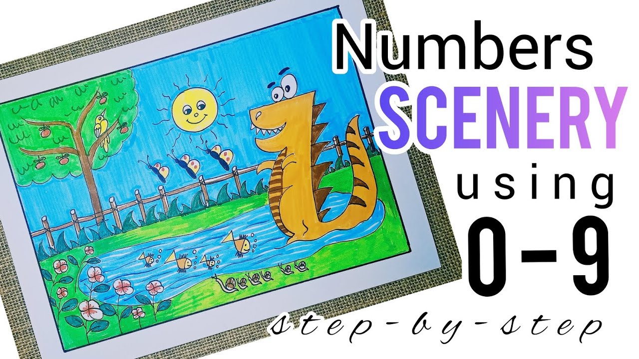 Numbers scenery using 0 to 9 | for kids | step-by-step | for beginners ...