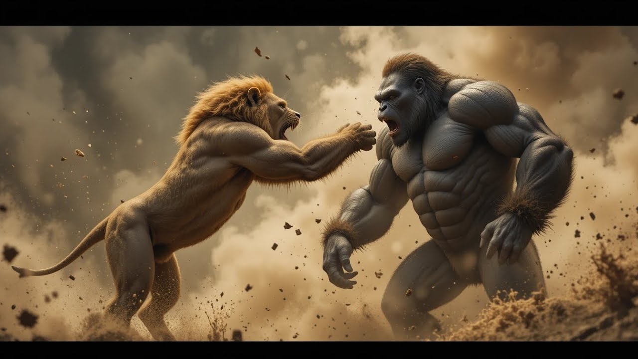 Power-Packed Battle🔥😱 "Roaring LION" VS "Dark GORILLA"😲#viralvideo # ...