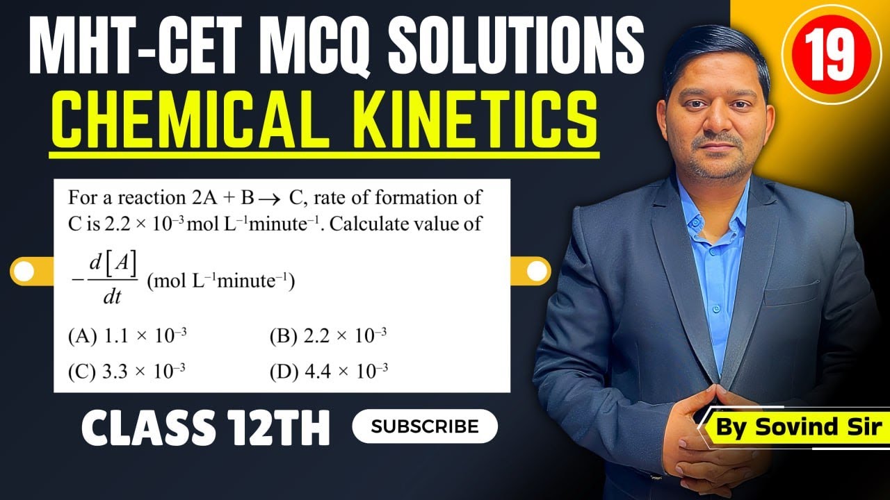 Rate of formation MHT-CET 2024 Questions | Chemistry Solutions | Sovind Sir - YouTube