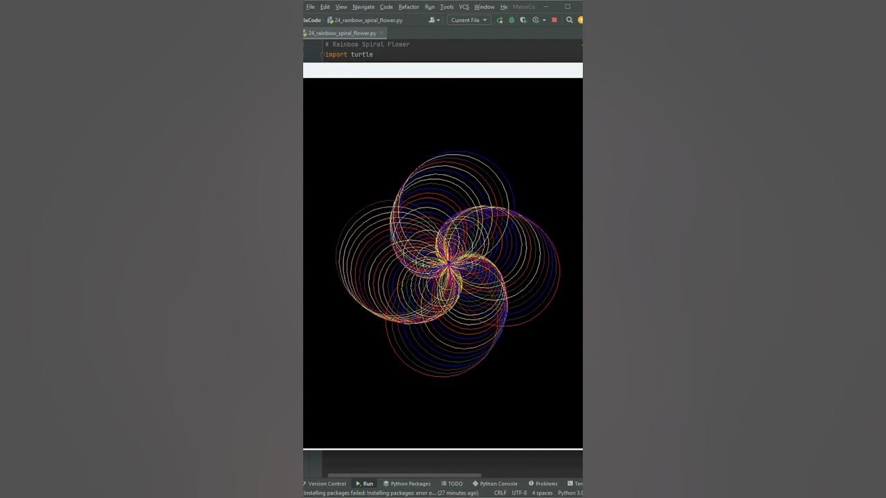 Python Turtle Fun #24 | Creating a Rainbow Spiral Flower Using Python Turtle! 🌺🐢 #matrixcode ...