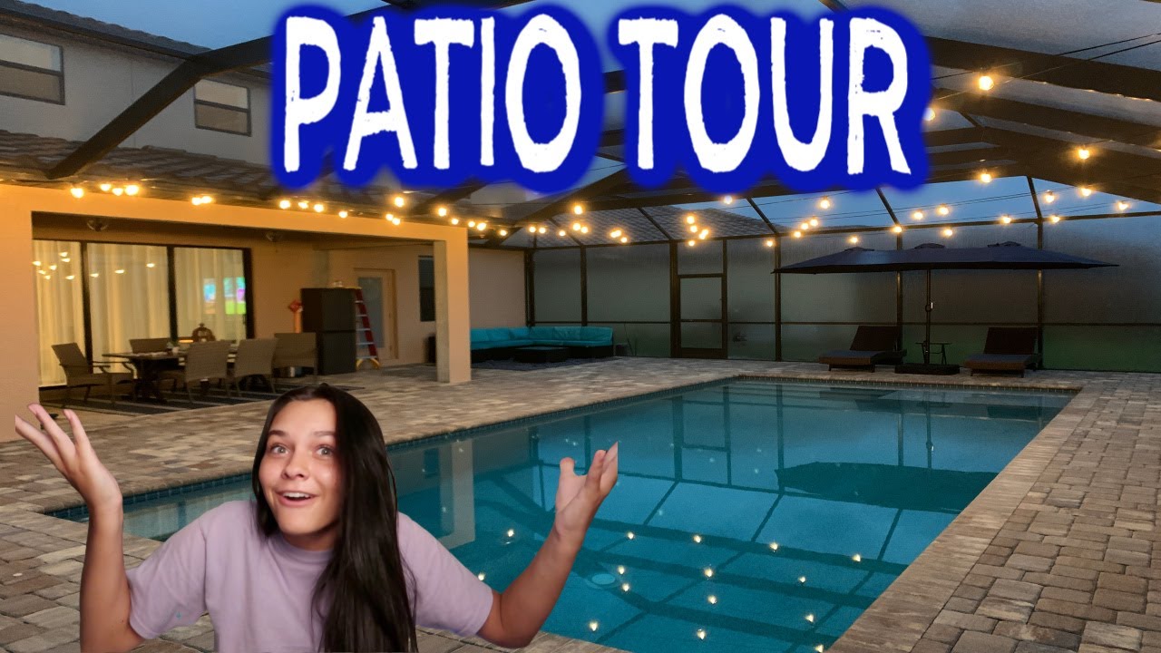 BACKYARD SWIMMING POOL PATIO TOUR DURING A TROPICAL STORM! EMMA AND ...