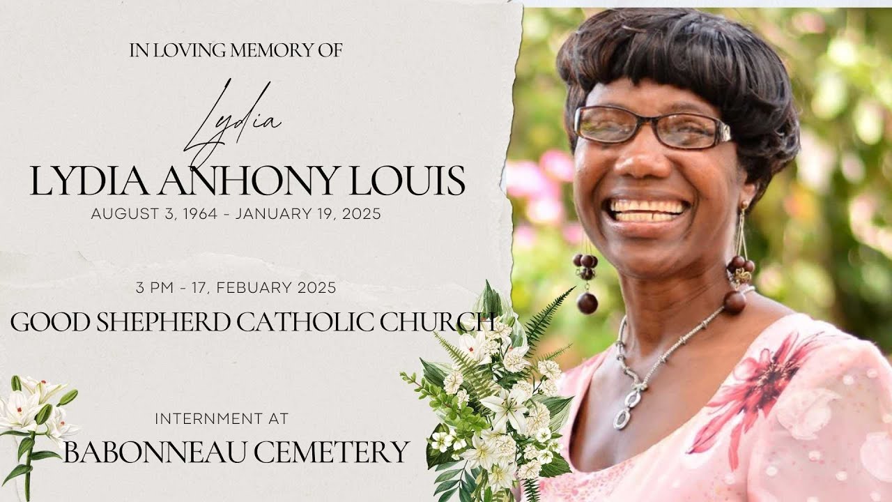 Celebrating the Life of Lydia Anthony Louis - YouTube