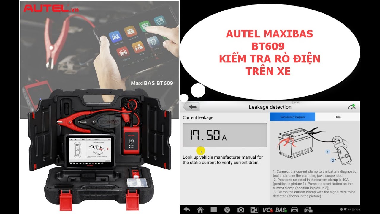 AUTEL MAXIBAS BT609 KIỂM TRA RÒ ĐIỆN TRÊN XE - YouTube