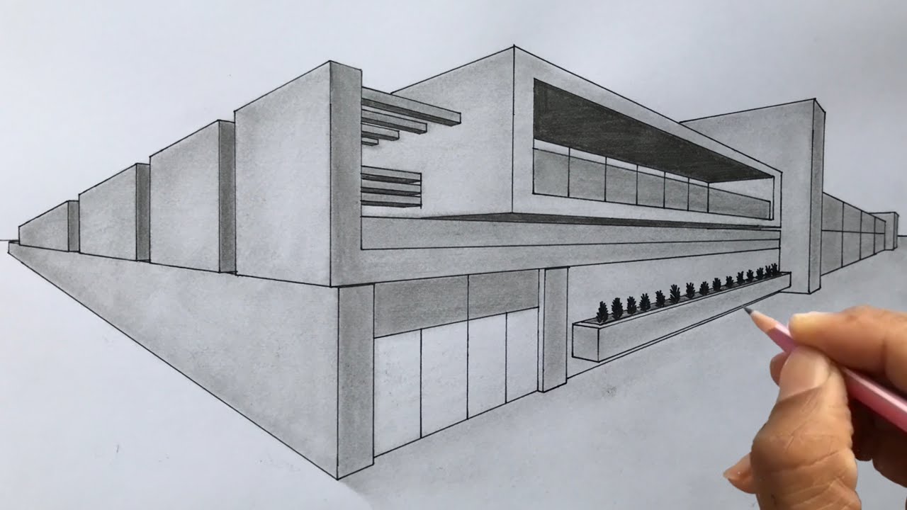 How to Draw a House in 2 Point Perspective - YouTube