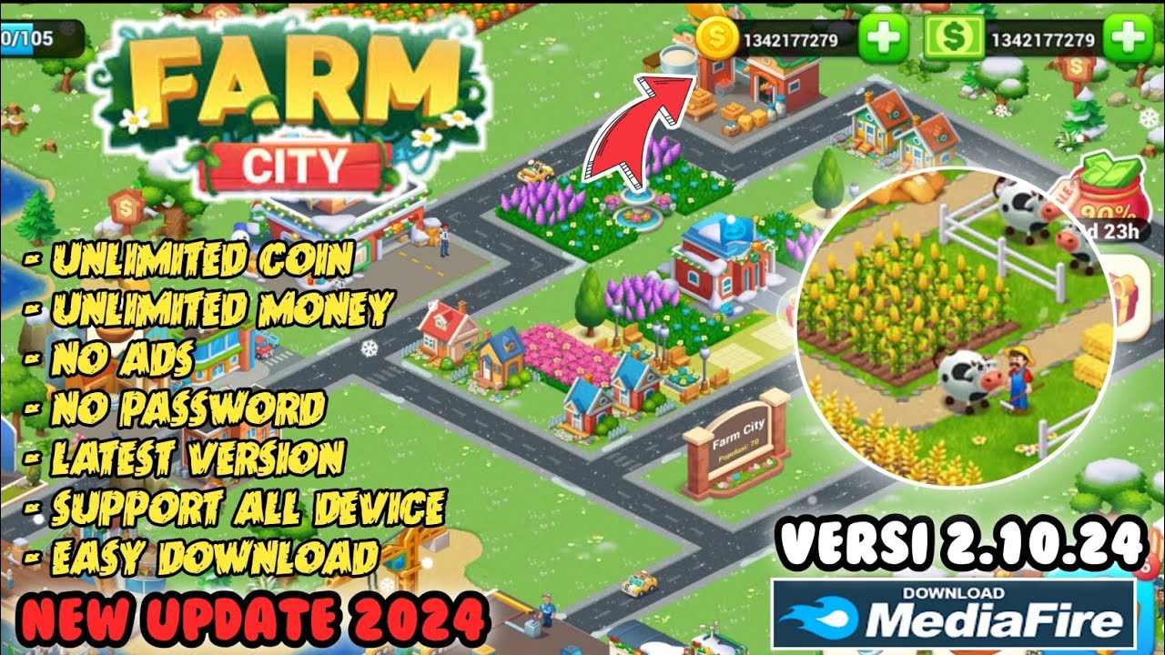 Update!!! Farm City Unlimited Money No Password Versi 2.10.24 - YouTube