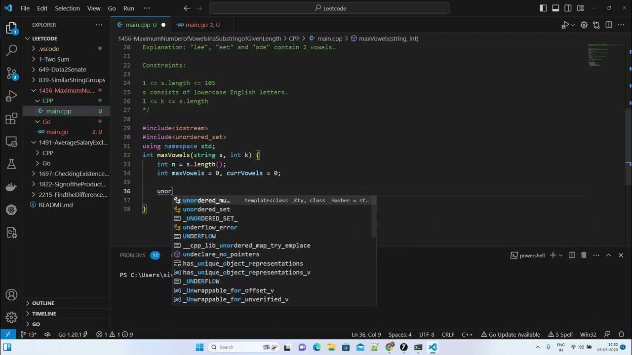 1456 Maximum Number of Vowels in a Substring of Given Length C++ - YouTube