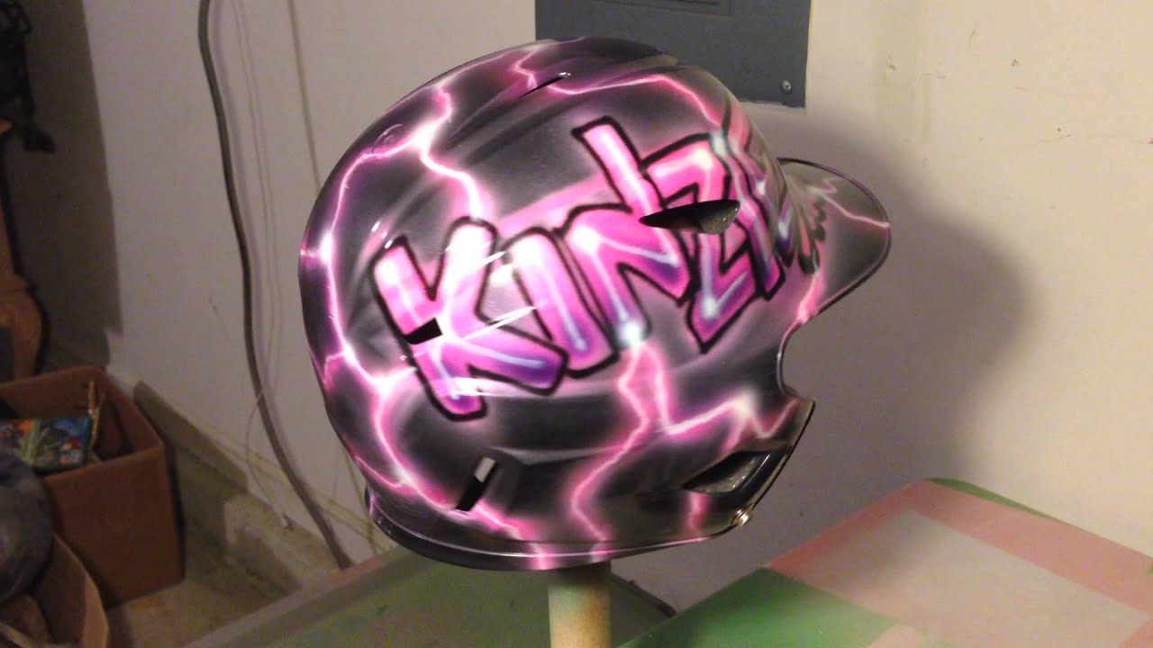 Airecraft - 360° View of the Angel Wing Airbrushed Batting Helmet - YouTube