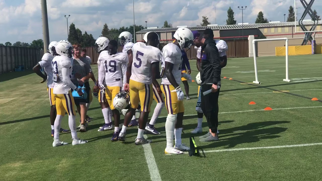 LSU WRs getting coached up by Mickey Joseph: NW State game week - YouTube