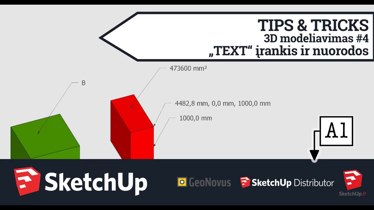 SketchUp TIPS&TRICKS #4 Koordinates, pavirsiaus plotas, linijos ilgis ...
