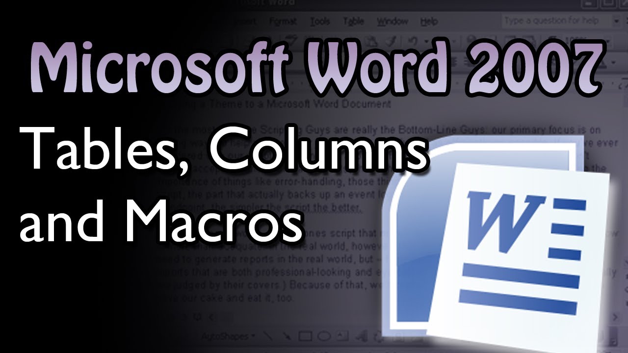 Word - Tables Columns and Macros - YouTube