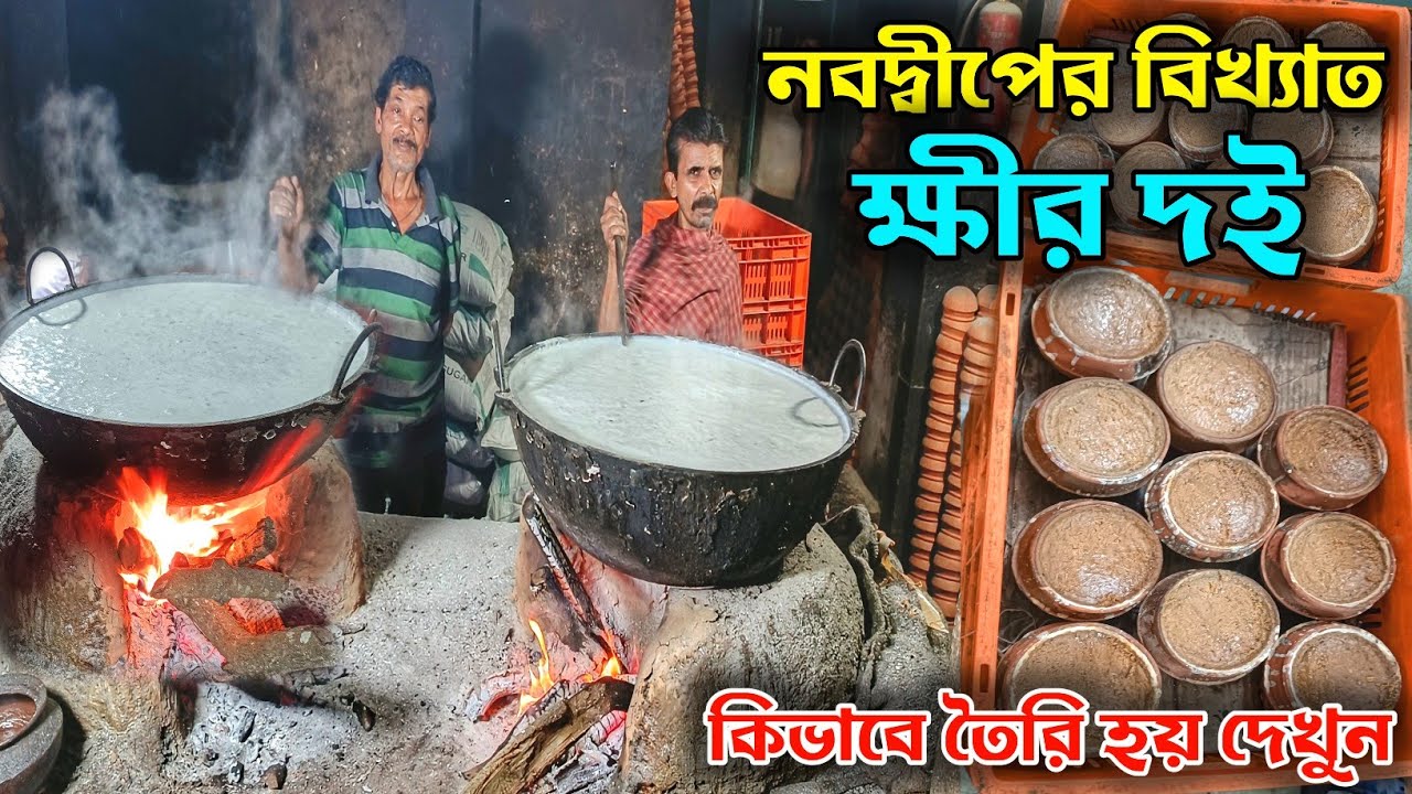 মোষের দুধ সাত ঘন্টা ধরে মেরে ক্ষীর বানিয়ে দই প্রস্তুত করা || Nabadwip ...
