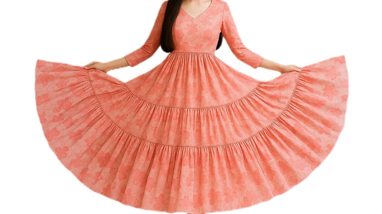 Feel good Guarantee!!!😍 3 Layered Flared dress/frock/gown cutting and ...