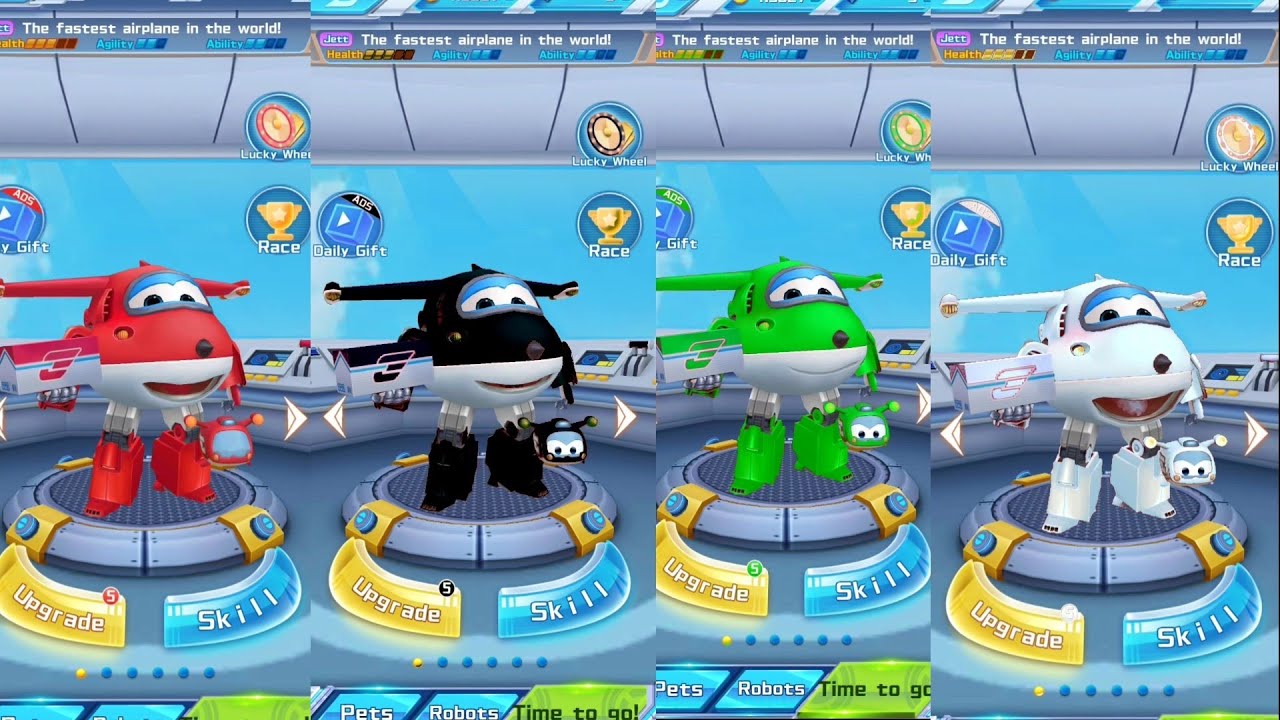 Super Wings Jett Run.Jett Red vs Jett Black vs Jett Green vs Jett White ...