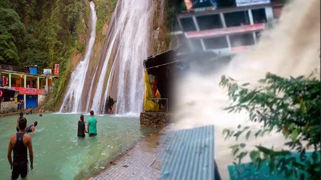 Mussoorie Heavy Rainfall increases Water flow in Kempty Falls ...