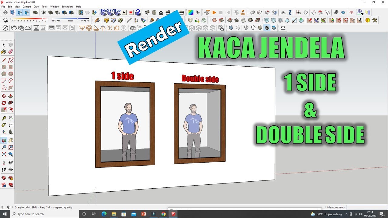 Bedanya Render Kaca Jendela 1 side dan Double Side | Vray sketchup ...