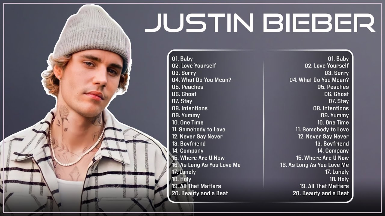 Top 20 JUSTIN BIEBER Songs | JUSTIN BIEBER Best Songs Playlist ...