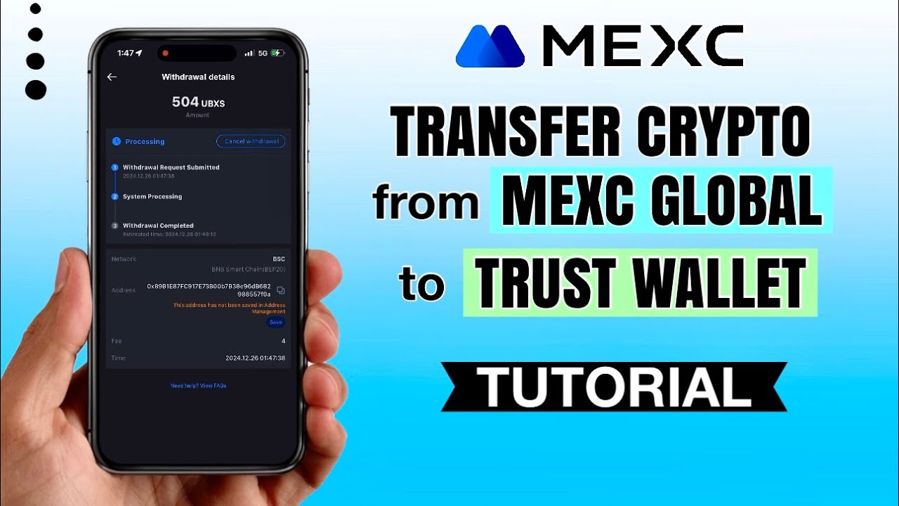 How to TRANSFER crypto from MEXC Global to TRUST Wallet | App Tutorial ...