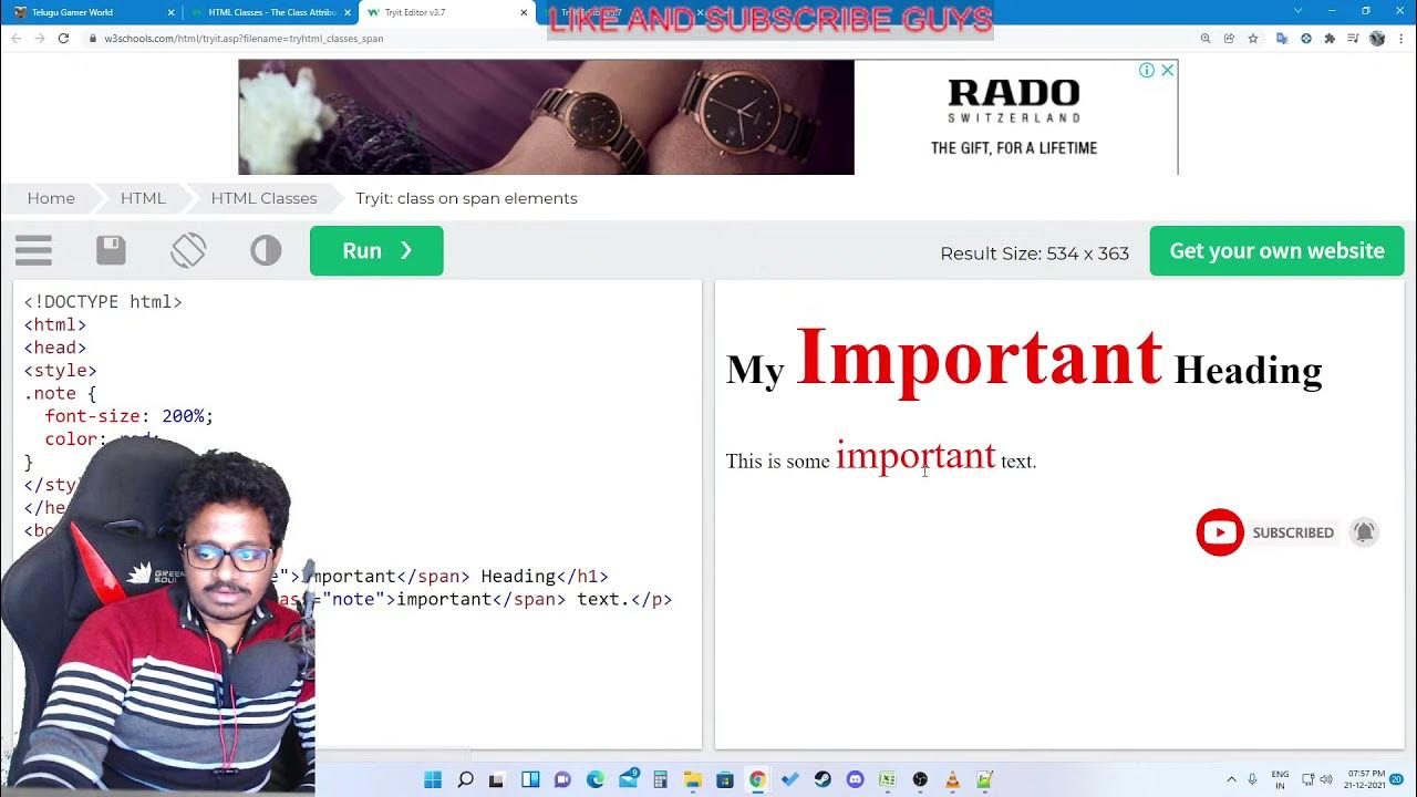 Web Designing w3schools explanation HTML #part9 telugu LIVE - YouTube