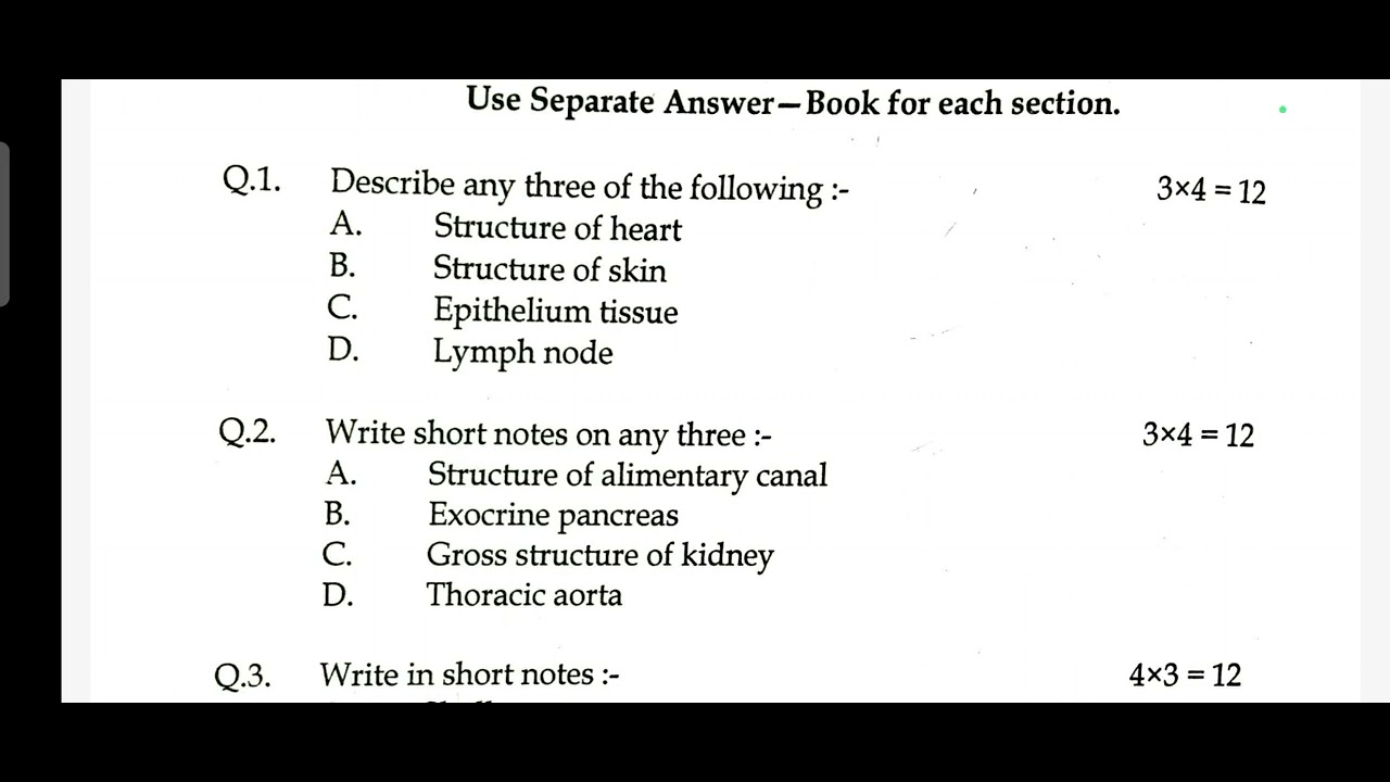Anatomy Question Paper for B.SC Nursing 1st year 2016 - YouTube