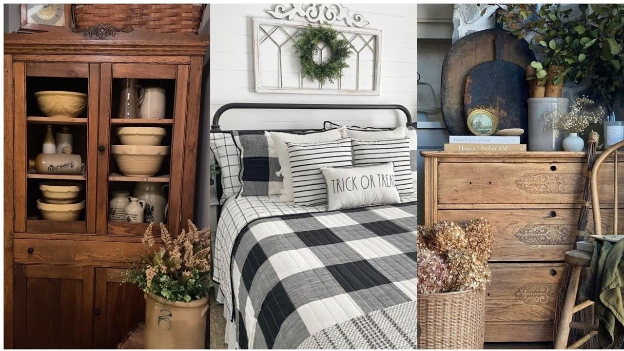 Top Antique Farmhouse Decorating Ideas.Rustic farmhouse decor.Vintage ...