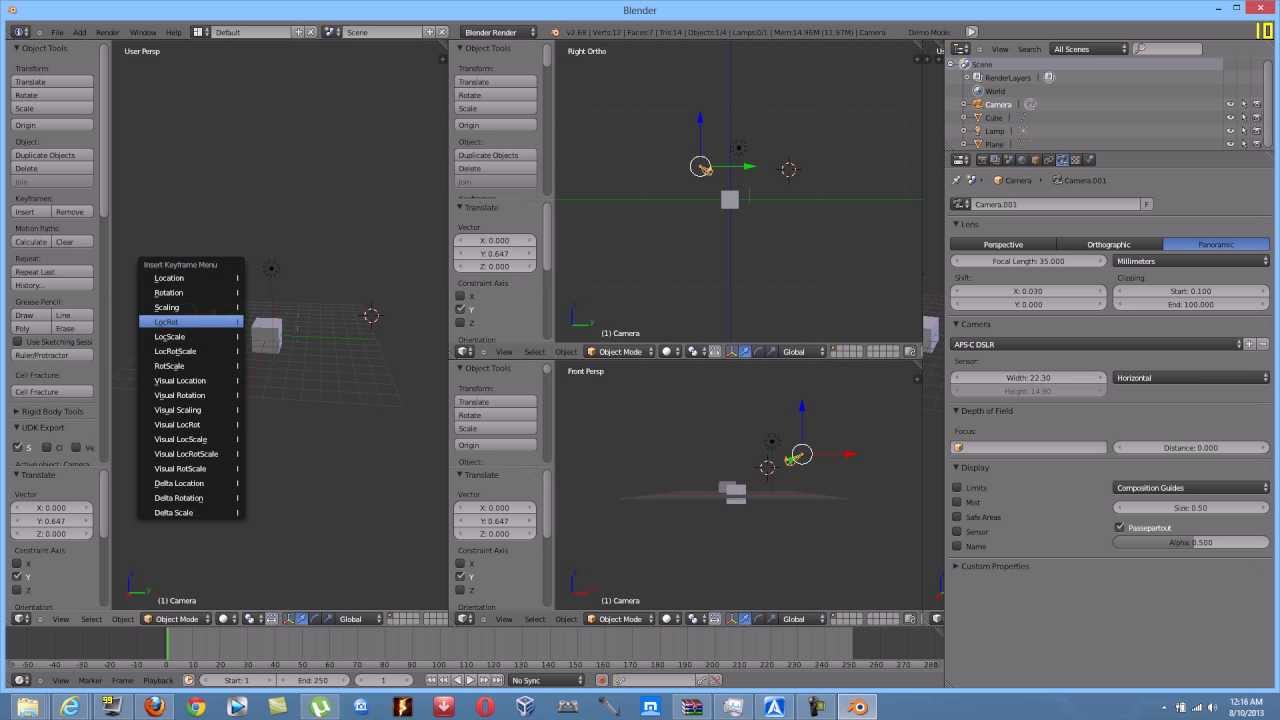 How to use the camera tool in blender 6.8a - YouTube
